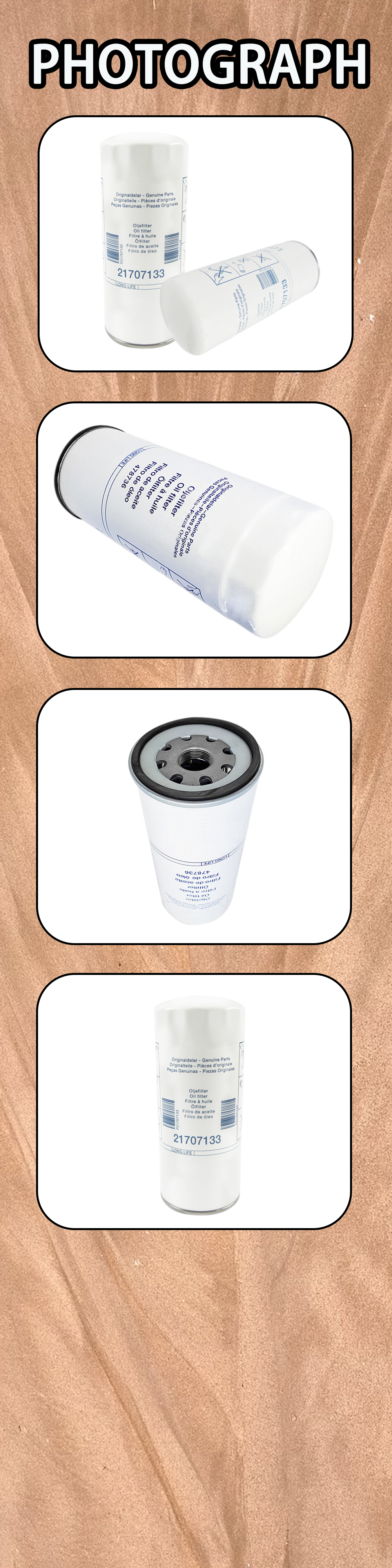 Oil Filter Spare Parts 21707133 for Volvo D9 D11 D12 D16 D162 D163 D165 ...